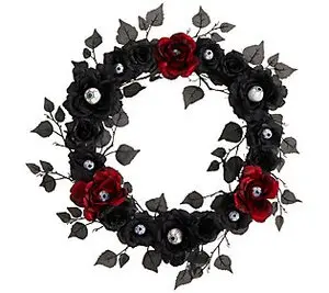 NEARLY NATURAL 24' Eyeball Rose Halloween Artif Icial Wreath - One-color