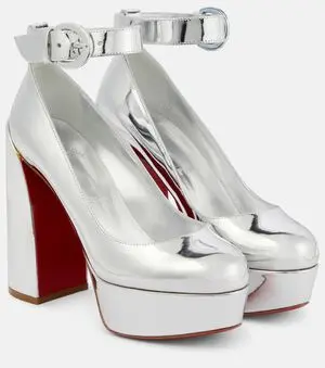 CHRISTIAN LOUBOUTIN Movidastrap Leather Pumps - Silver