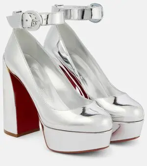 CHRISTIAN LOUBOUTIN Movidastrap Leather Pumps - Silver