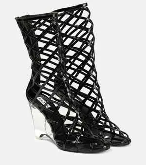 Alaïa Leather Wedge Ankle Boots
