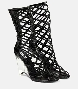 Alaïa Leather Wedge Ankle Boots - Black