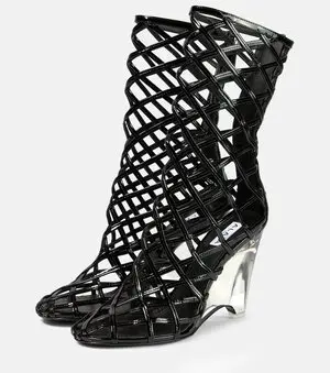 Alaïa Leather Wedge Ankle Boots