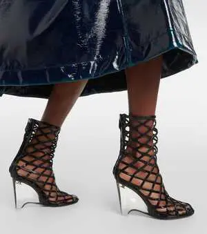 Alaïa Leather Wedge Ankle Boots