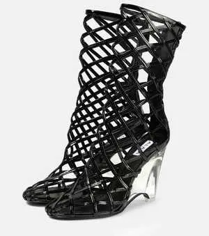 Alaïa Leather Wedge Ankle Boots