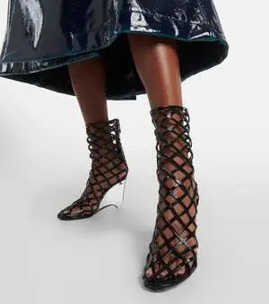 Alaïa Leather Wedge Ankle Boots