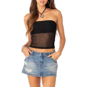 EDIKTED Celestia Mesh Tube Top