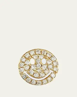 SYDNEY EVAN 14k Diamond Happy Face Single Stud Earring - Gold