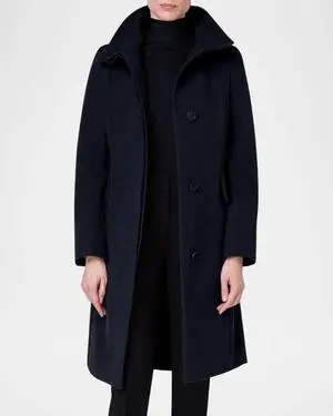 Akris Duffle Knit Knee-length Coat - Navy