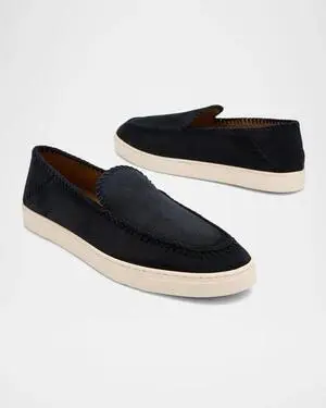 Giorgio Armani Men & Apos;s Suede Sneaker-sole Loafers Navy