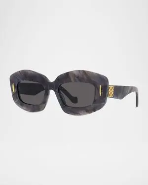 Loewe Loewe Rectangle Sunglasses Black Horn Smoke
