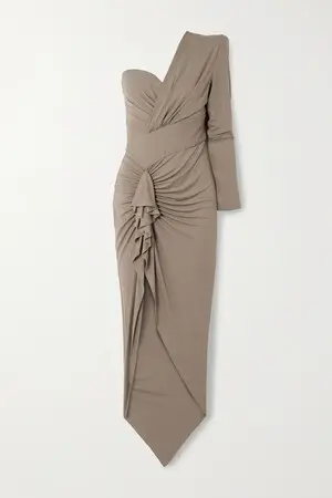 Alexandre Vauthier Asymmetric One-sleeve Ruffled Stretch-jersey Maxi Dress