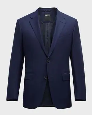 Zegna Apos;s Solid Wool Blazer - Navy Solid