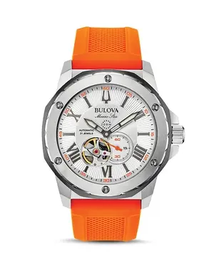 Bulova Marine Star Automatic Watch, 45mm - White/orange