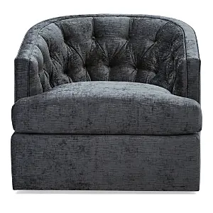 MASSOUD Bedford Tufted Swivel Chair Charcoal