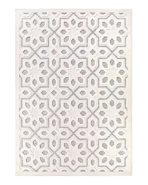 ORIAN Palmetto Living Crochet Indoor/outdoor Starworks Area Rug, 5'3 X 7'6 - Ivoey/blue