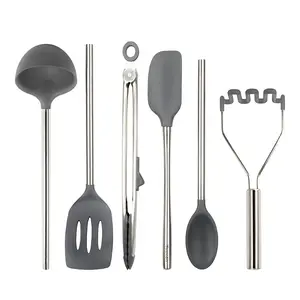 TOVOLO Silicone Utensil 6 Piece Set - Charcoal
