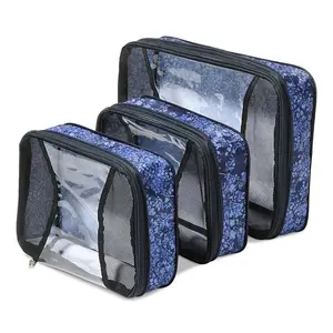 BAGGALLINI Compression Cubes Set Of 3 - Indigo Petal
