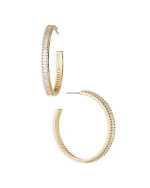 Nadri Disco Baguette Hoop Earrings - Gold
