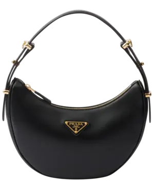 Prada Arqué Small Leather Shoulder Bag - Black