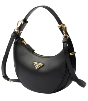 Prada Arqué Small Leather Shoulder Bag - Black
