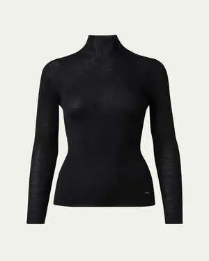 Akris Cashmere-silk Fine Ribbed Knit Pullover - Black