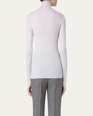 Akris Cashmere-silk Fine Ribbed Knit Pullover - Black