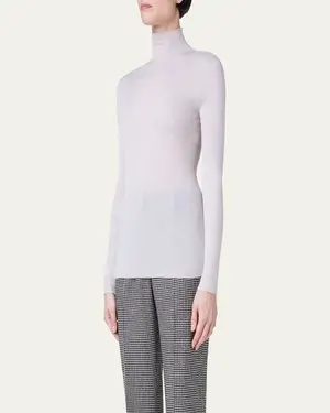 Akris Cashmere-silk Fine Ribbed Knit Pullover - Black