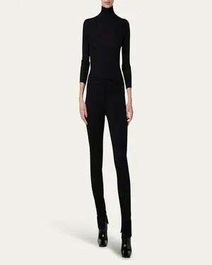Akris Cashmere-silk Fine Ribbed Knit Pullover - Black