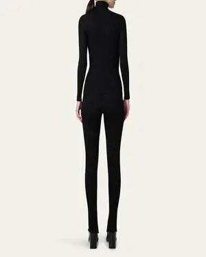 Akris Cashmere-silk Fine Ribbed Knit Pullover - Black