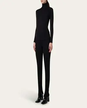 Akris Cashmere-silk Fine Ribbed Knit Pullover - Black