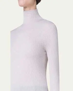 Akris Cashmere-silk Fine Ribbed Knit Pullover - Black