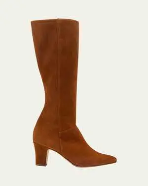 Manolo Blahnik Pitana Suede Knee Boots - Brown