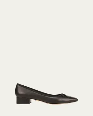 Veronica Beard Veronica Beard Cecelia Leather Ballerina Pumps - Black