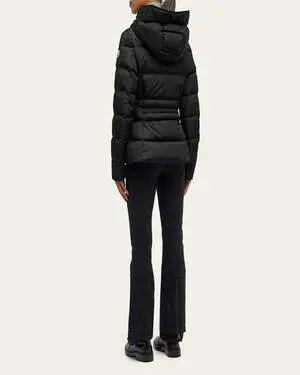 Moncler Avoce Puffer Jacket With Hood And Belt - Black