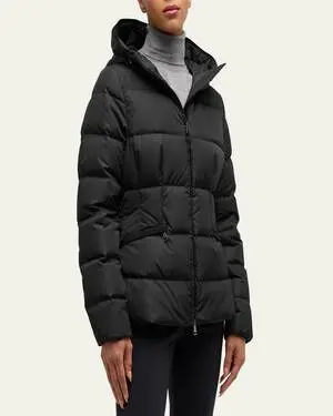 Moncler Avoce Puffer Jacket With Hood And Belt - Black