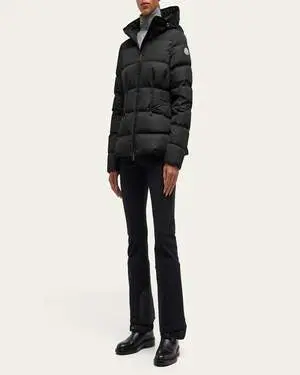 Moncler Avoce Puffer Jacket With Hood And Belt - Black