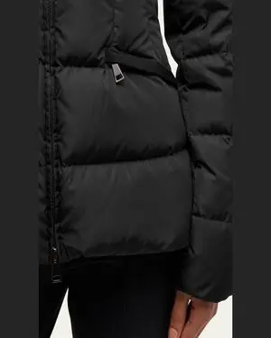 Moncler Avoce Puffer Jacket With Hood And Belt - Black