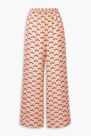 LANVIN Lanvin Printed Silk-Twill Wide-Leg Pants - Peach