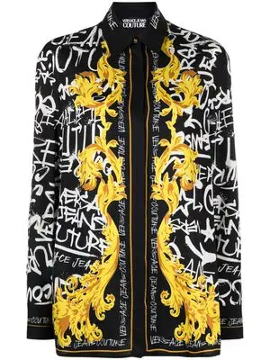 Versace Logo Printed Blouse - Black