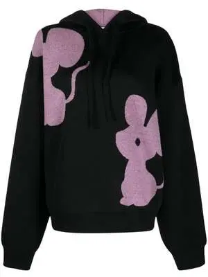JW Anderson Mouse Intarsia-knit Hoodie - Black