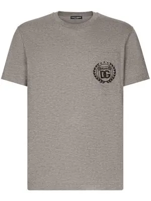 Dolce & Gabbana Embroidered-logo Cotton T-shirt - Grey
