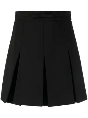 Red Valentino Bow-embellished Pleated Miniskirt - Black