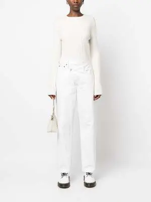 Closed Rib-knit Long-sleeve Top