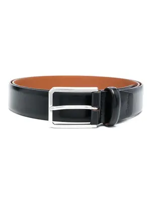 Santoni Buckle Leather Belt - Black