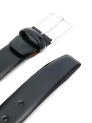 Santoni Buckle Leather Belt - Black