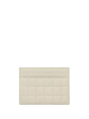Saint Laurent Cassandre Quilted Card Holder - White