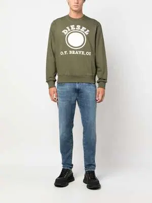 DIESEL® Logo-print Jersey Sweatshirt - Green