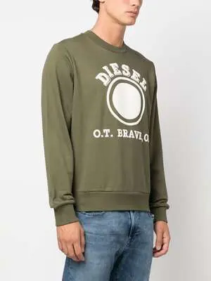 DIESEL® Logo-print Jersey Sweatshirt - Green