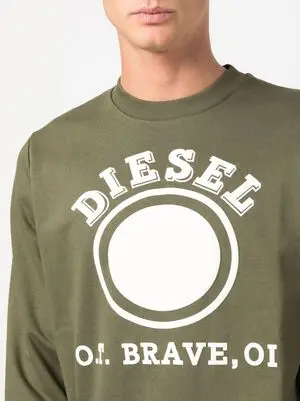 DIESEL® Logo-print Jersey Sweatshirt - Green