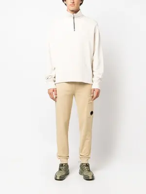 C.P. COMPANY Logo-plaque Cotton Track Pants - Neutrals